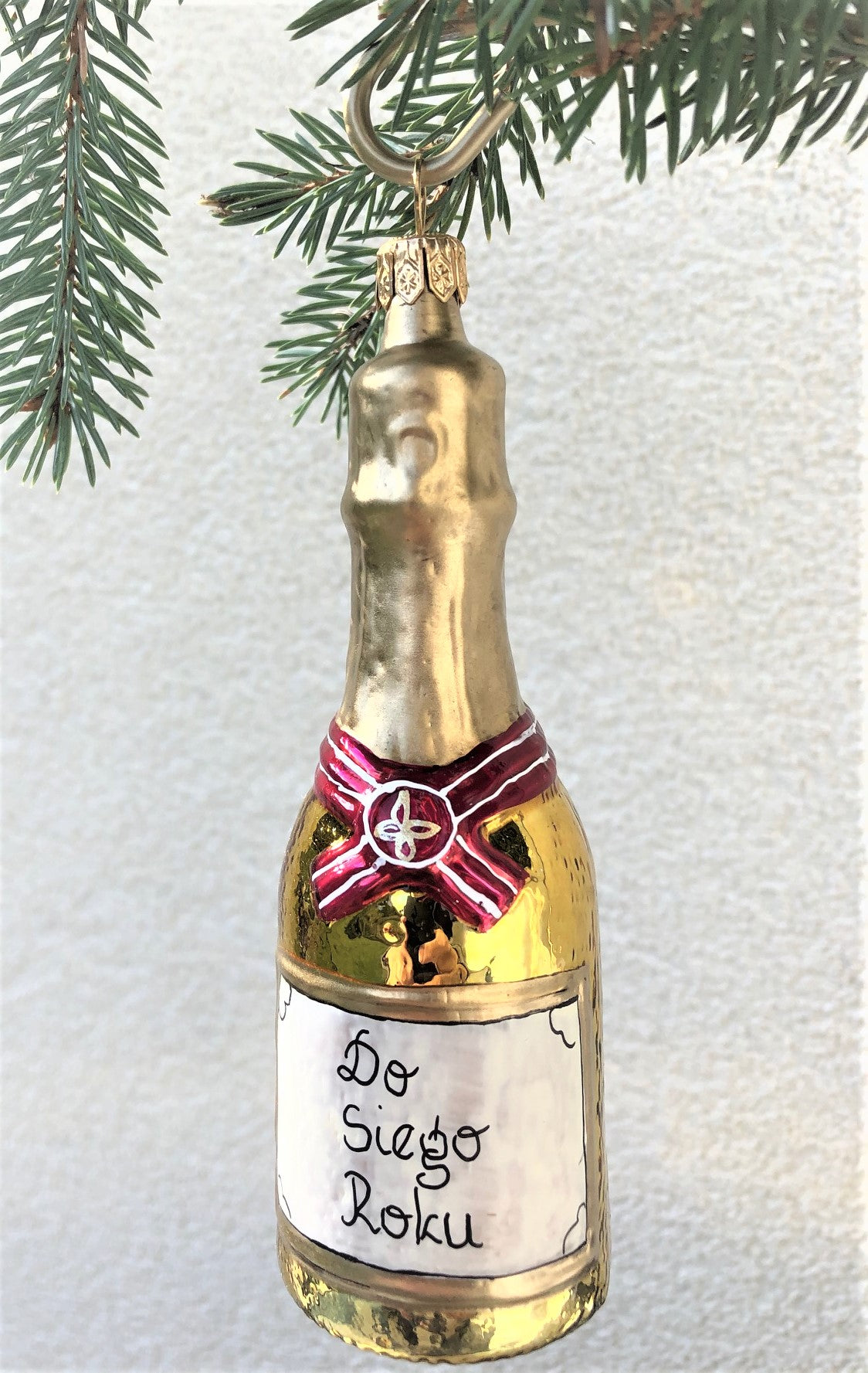 CHAMPAGNE BOTTLE – "Do Siego Roku" – Till Next Year hanging glass CHRI ...